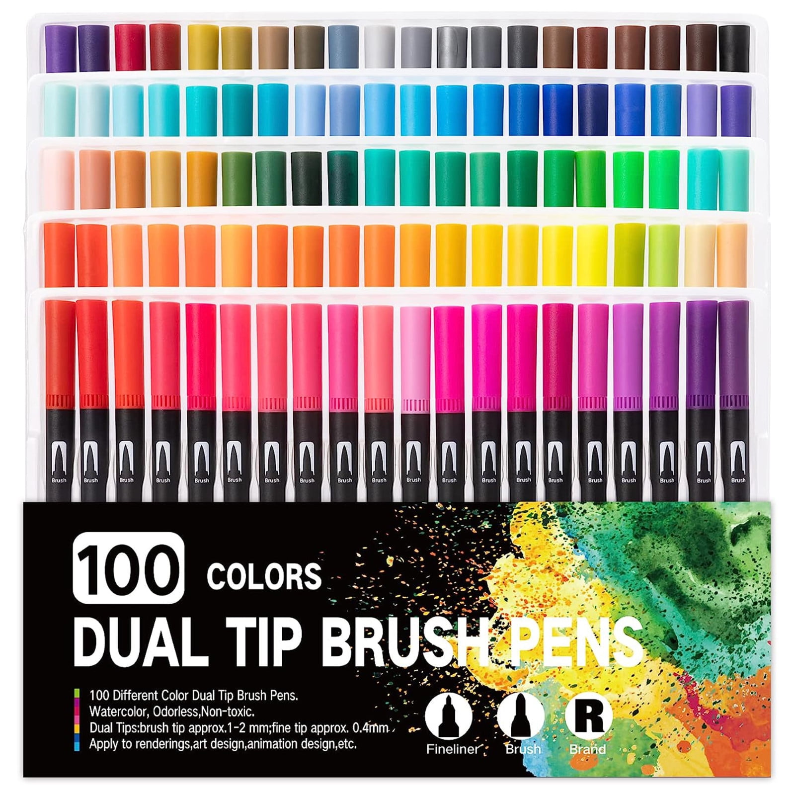 Innens Watercolor Brush Dual Tip Pens Brush Tip Water Soluble Marker ...