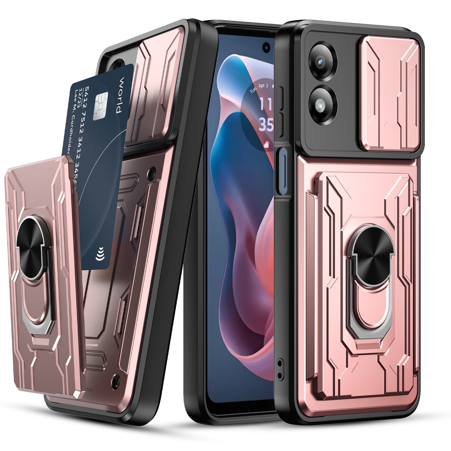 Innens for Moto G Play 2024 6.5inch Card Slot Wallet Case Finger Ring ...