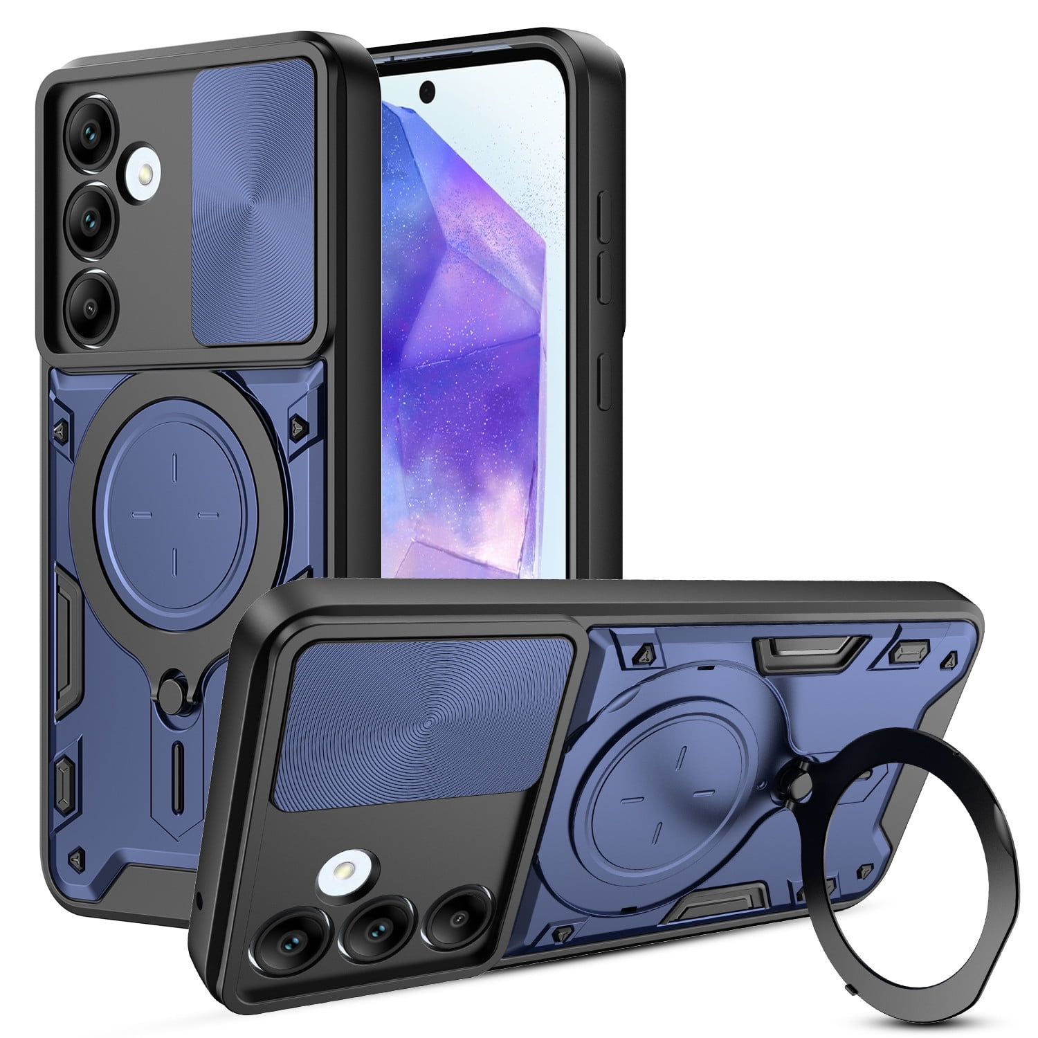 Innens for Samsung Galaxy A15/A25/A55 5G 6.5inch Car Magnetic Stand Case Rugged Cover, Blue ...