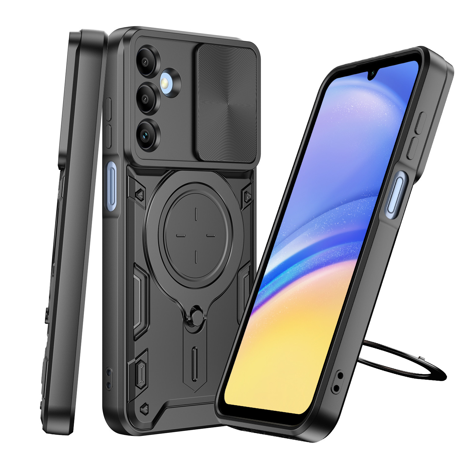 Innens for Samsung Galaxy A15/A25/A55 5G 6.5inch Car Magnetic Stand Case Rugged Cover with 2Pcs ...