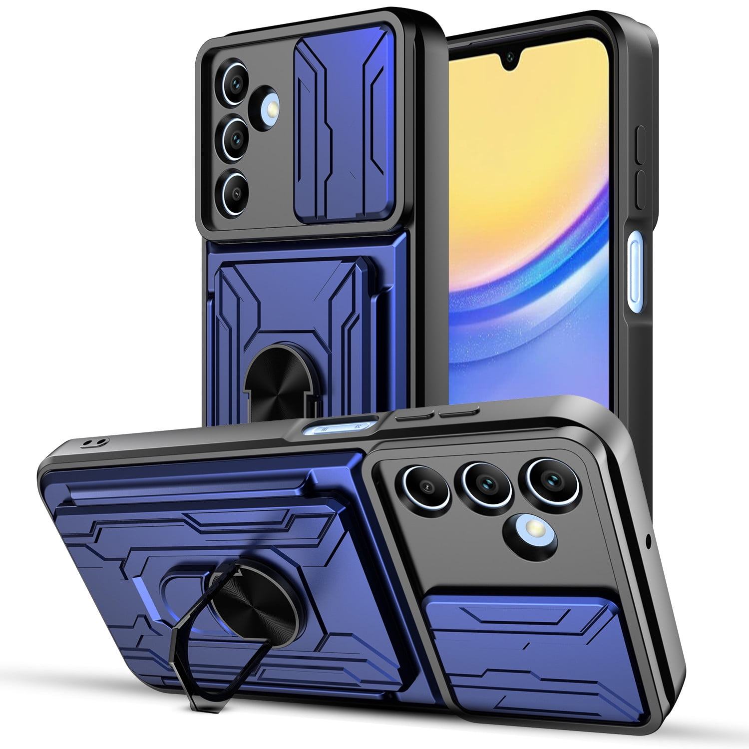 Innens for Samsung Galaxy A15/A25/A55 5G 6.5inch Card Slot Wallet Case Finger Ring Holder Cover ...