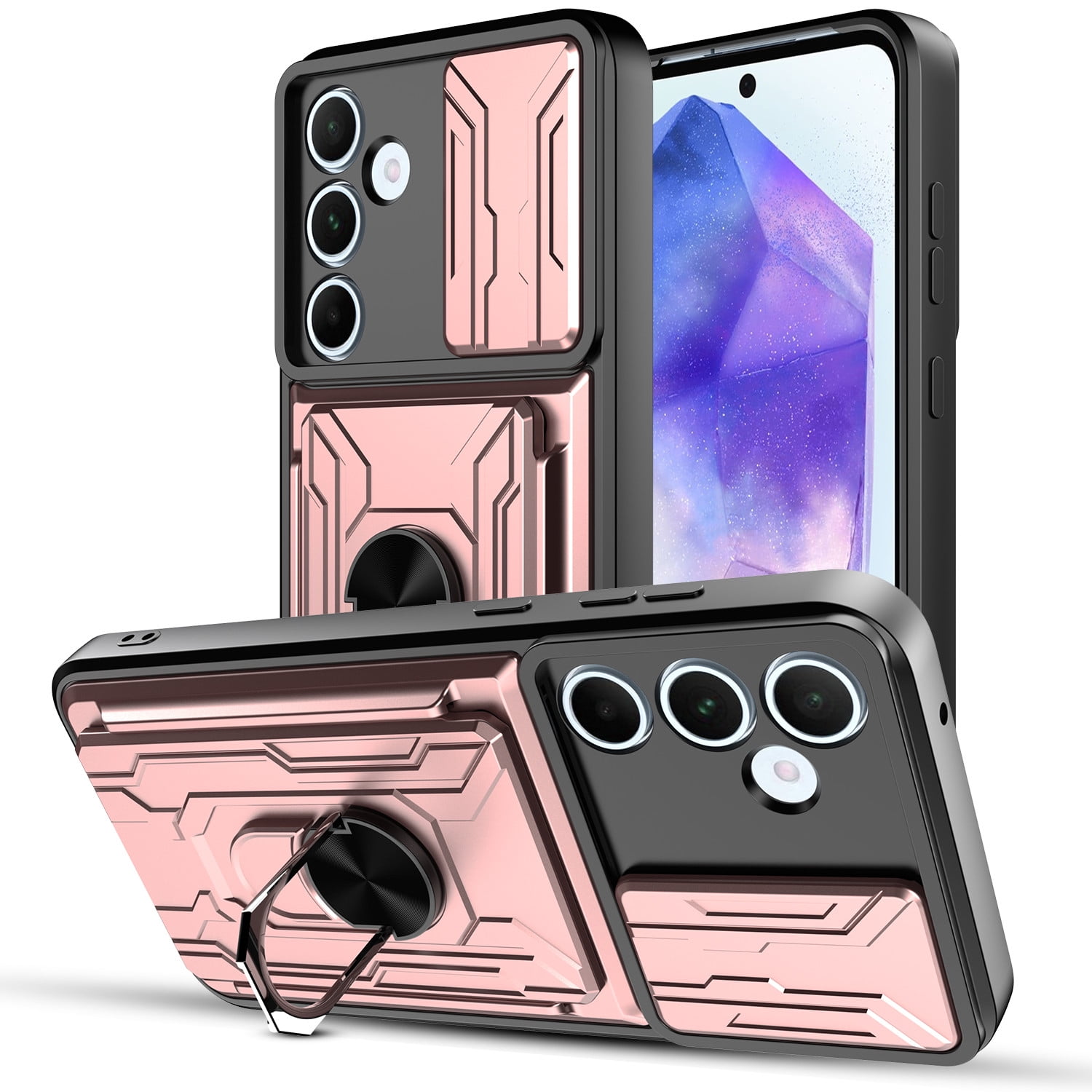 Innens for Samsung Galaxy A15/A25/A55 5G 6.5inch Card Slot Wallet Case Finger Ring Holder Cover ...