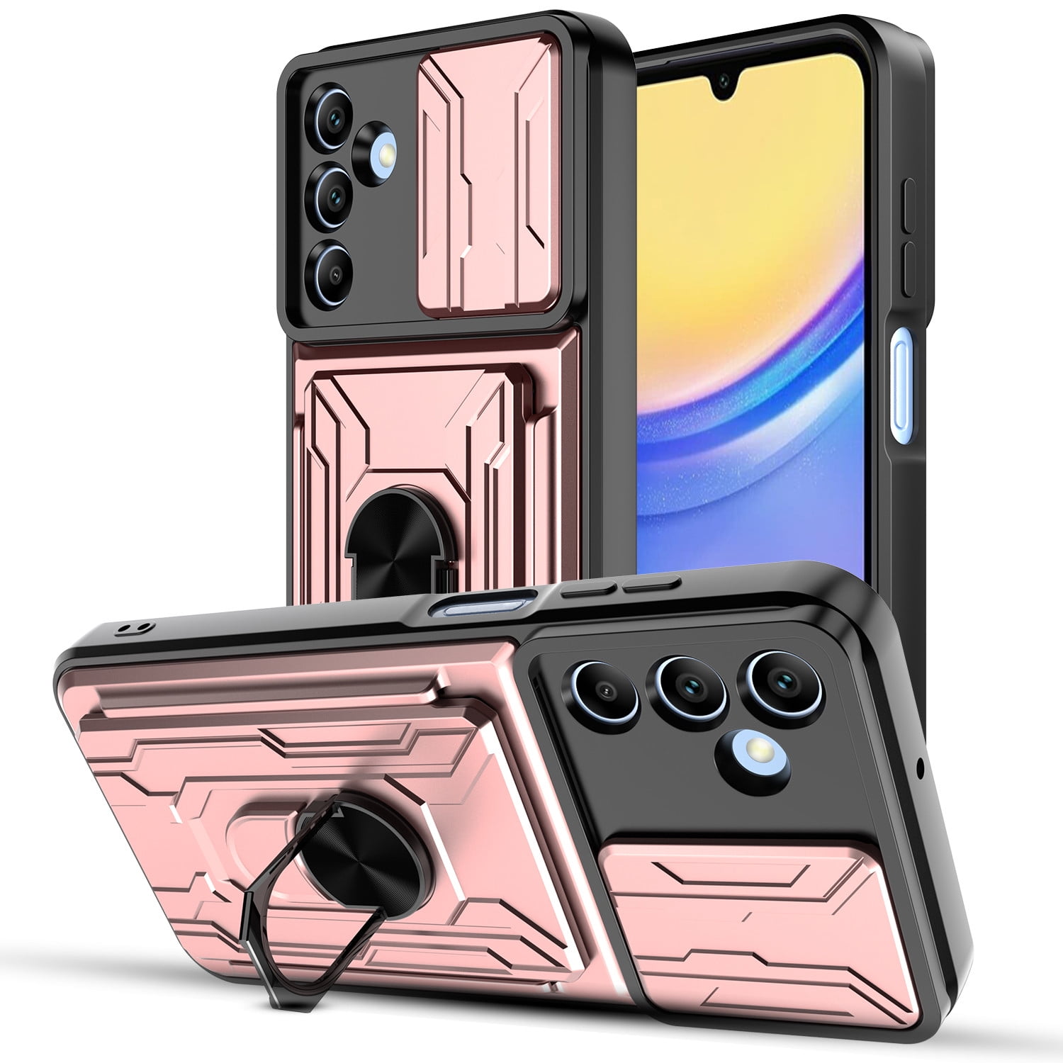 Innens for Samsung Galaxy A15/A25/A55 5G 6.5inch Card Slot Wallet Case Finger Ring Holder Cover ...