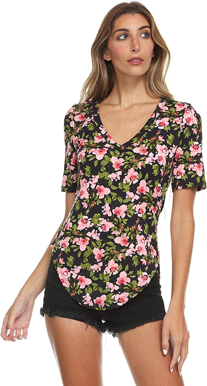 Inner Beauty T-Shirt for Women - Short Sleeve, V-Neck, Rounded Tail ...