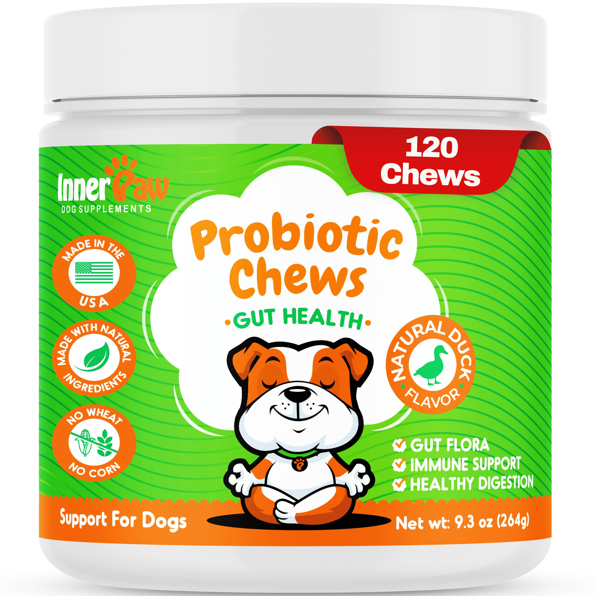 Inner Paw Probiotic Chews for Dogs - Digestive Enzymes - Diarrhea - Bad ...