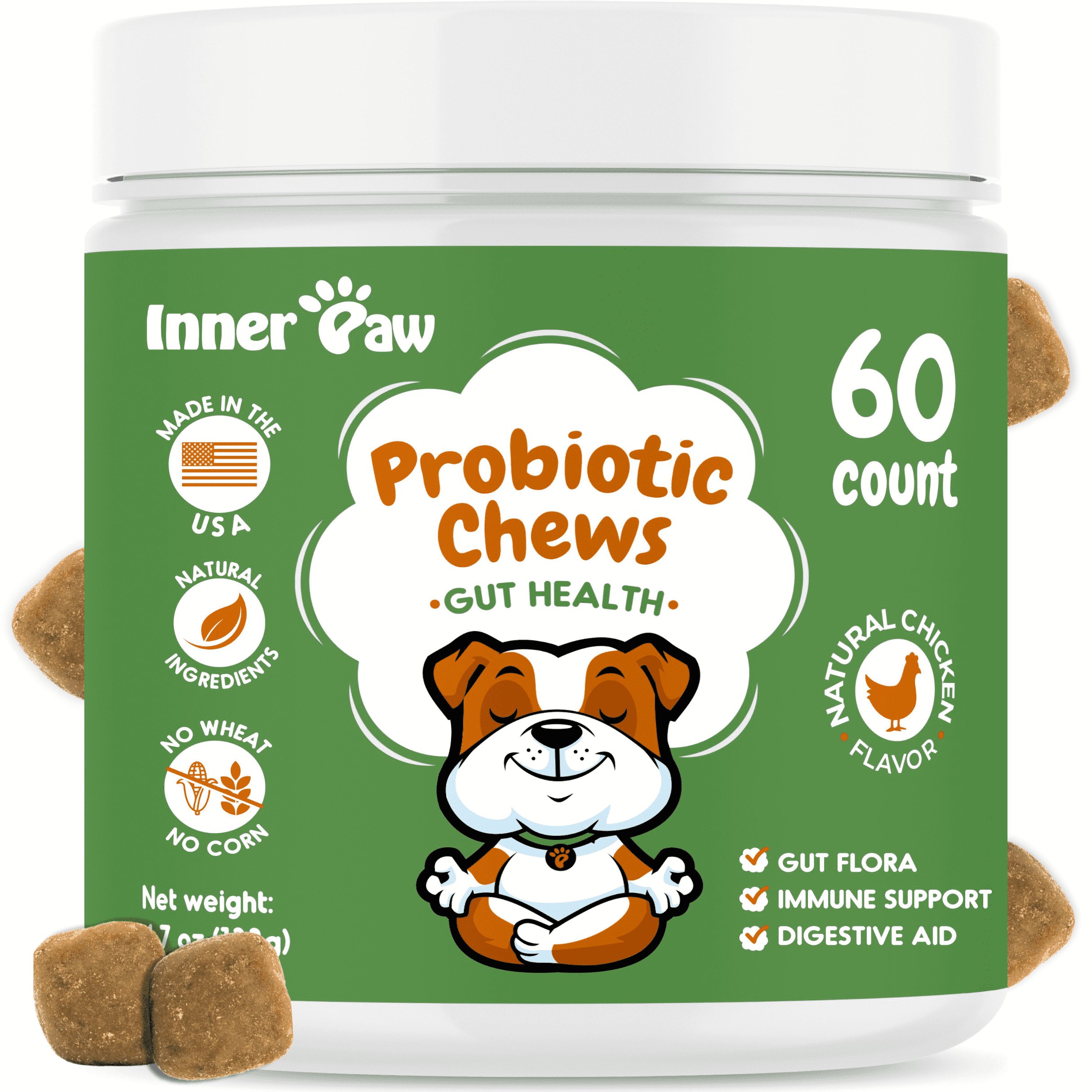 Inner Paw Probiotics for Dogs, Digestive Support Chews for Itchy Skin ...