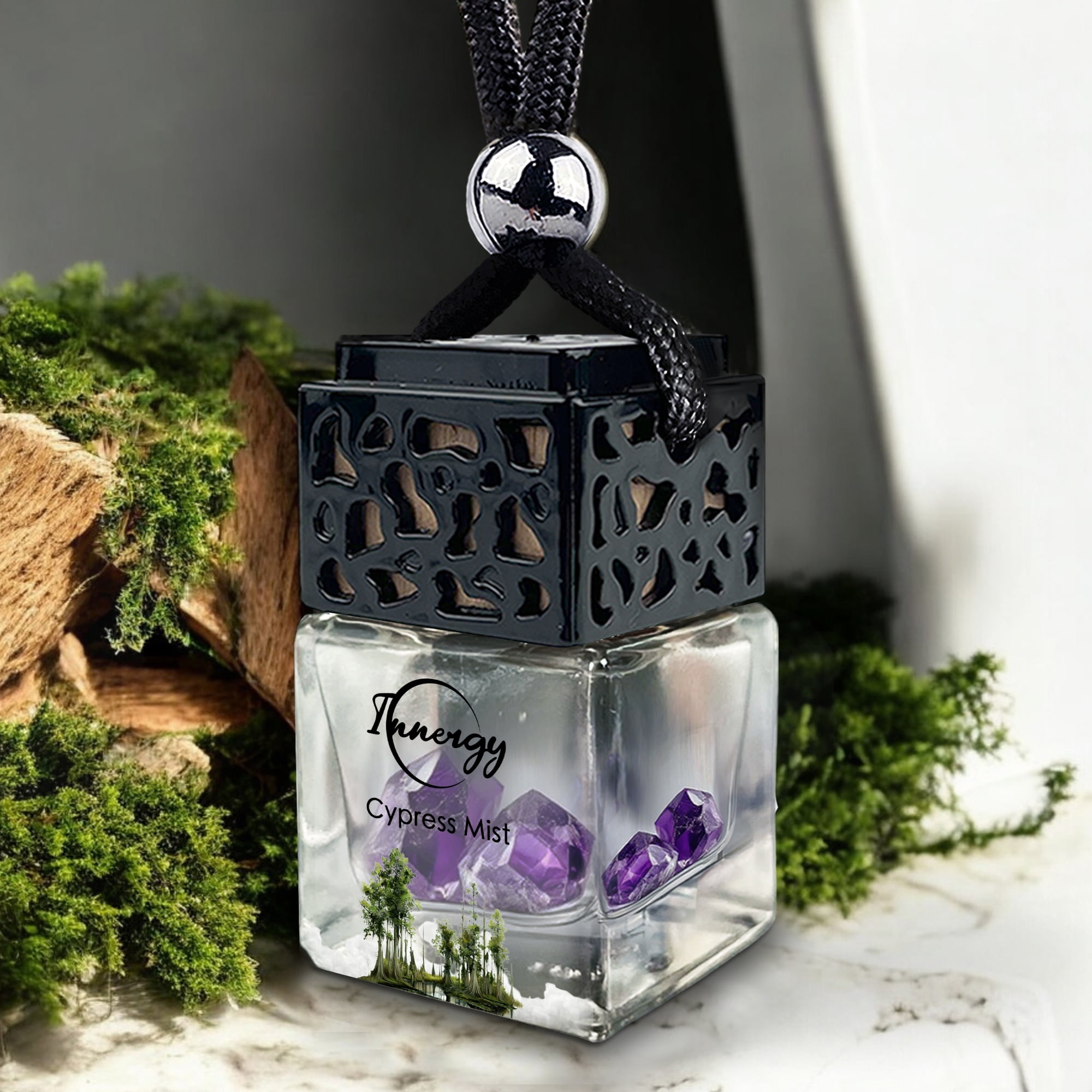 Innergy Cypress Mist Scent Crystal Infused Car Air Freshener - Portable ...