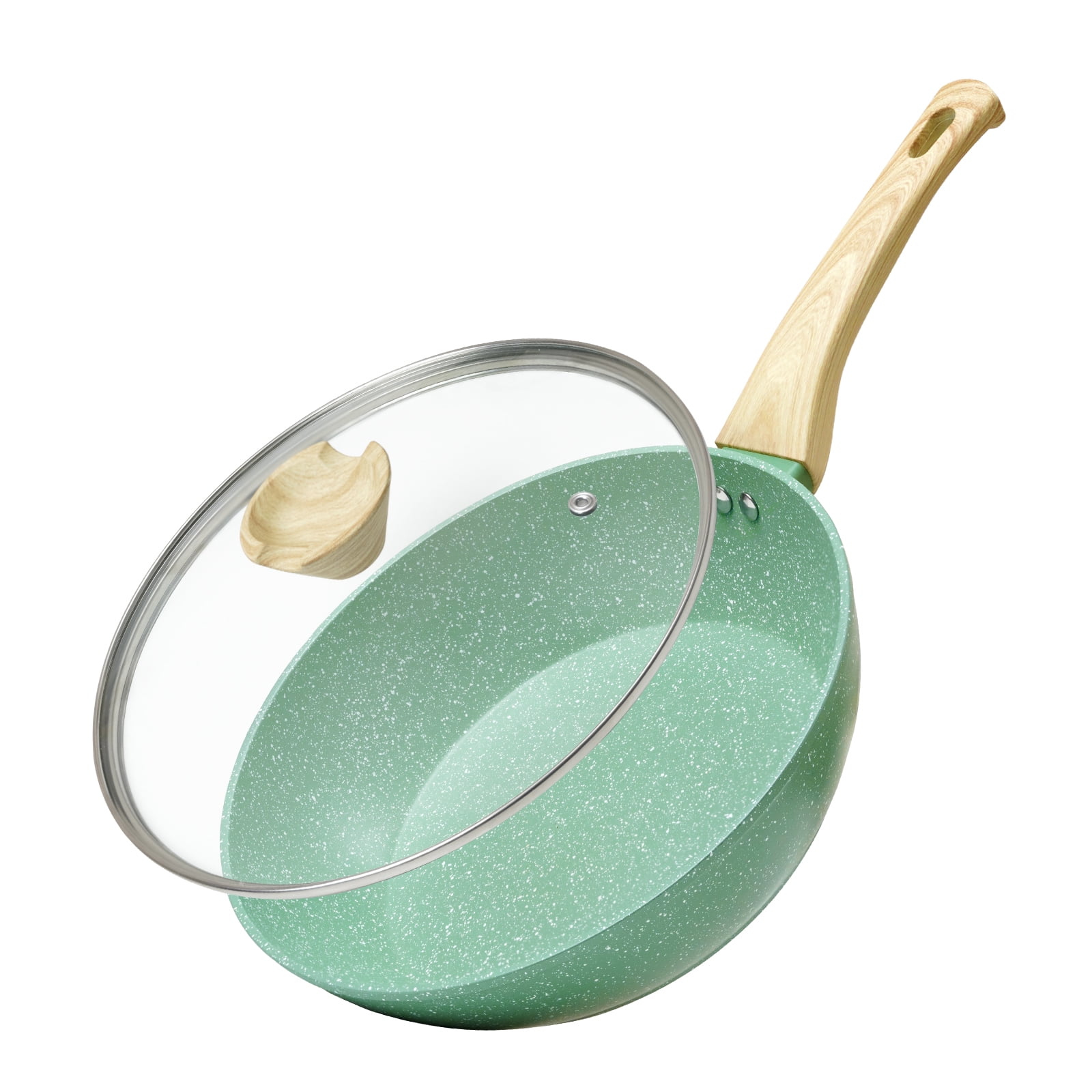 Innerwell 10 Inch Green Nonstick Deep Frying Pan Skillet Saute Pan with ...