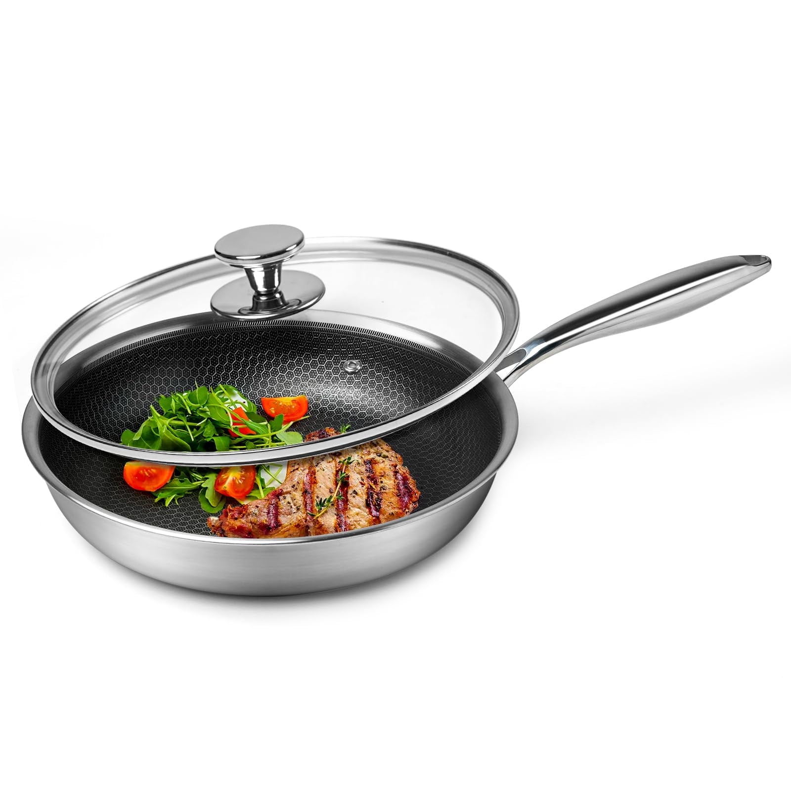 Innerwell 10-Inch Stainless Steel Nonstick Frying Pan, Honeycomb ...