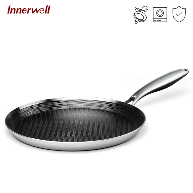 Innerwell 10 Inch Stainless Steel Nonstick Crepe Pan with Dual ...