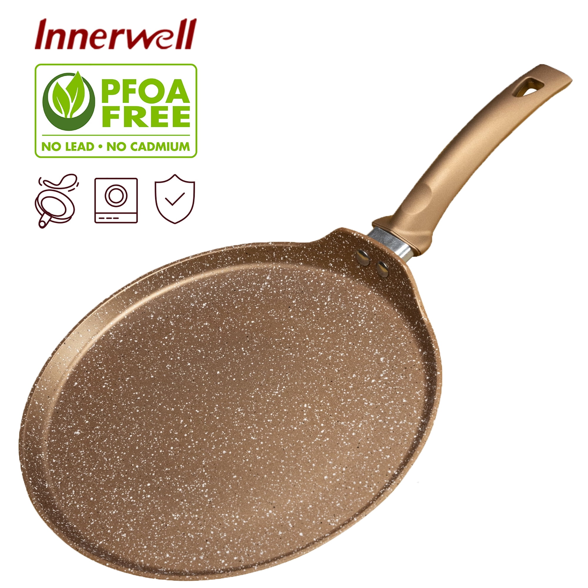 Innerwell 11'' Nonstick Crepe Pan, Granite Coating, Skillet for ...