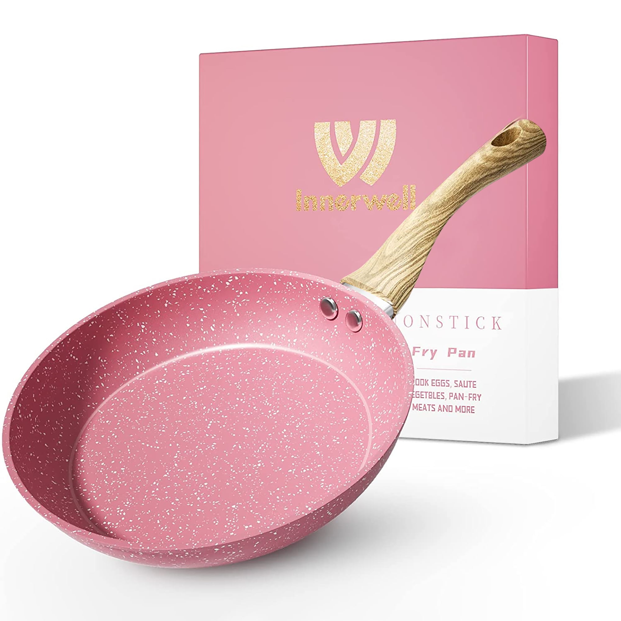 Innerwell 11 inch Pink Nonstick Frying Pan Toxin-Free Skillet Bakelite ...