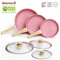 Innerwell 6 Pcs Nonstick Pink Frying Pan Set Toxin-Free 8" 9.5" and 11 ...