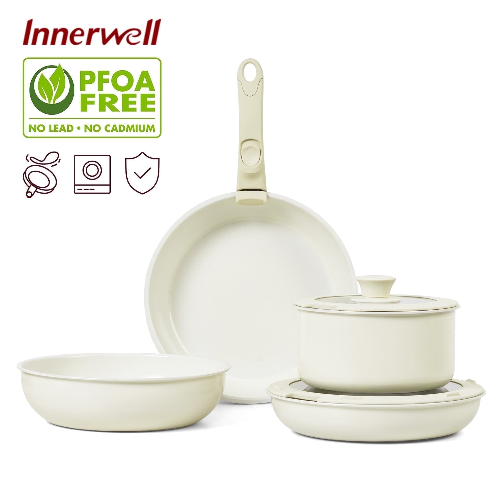 Innerwell 7pcs Nonstick Pots and Pans Set Cookware Sets Detachable ...