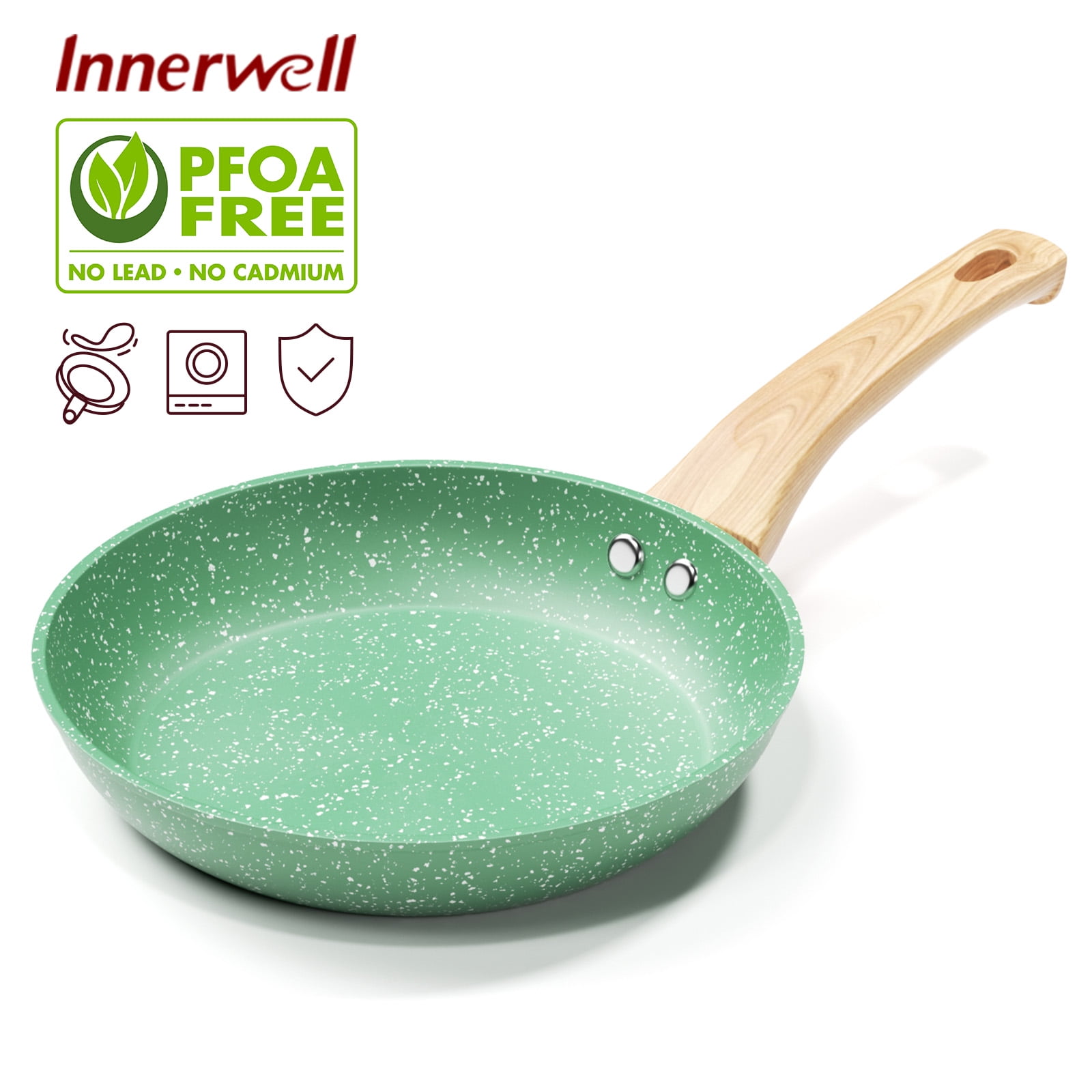 Innerwell 8 Inch Green Nonstick Frying Pan Toxin-Free Skillet Bakelite ...