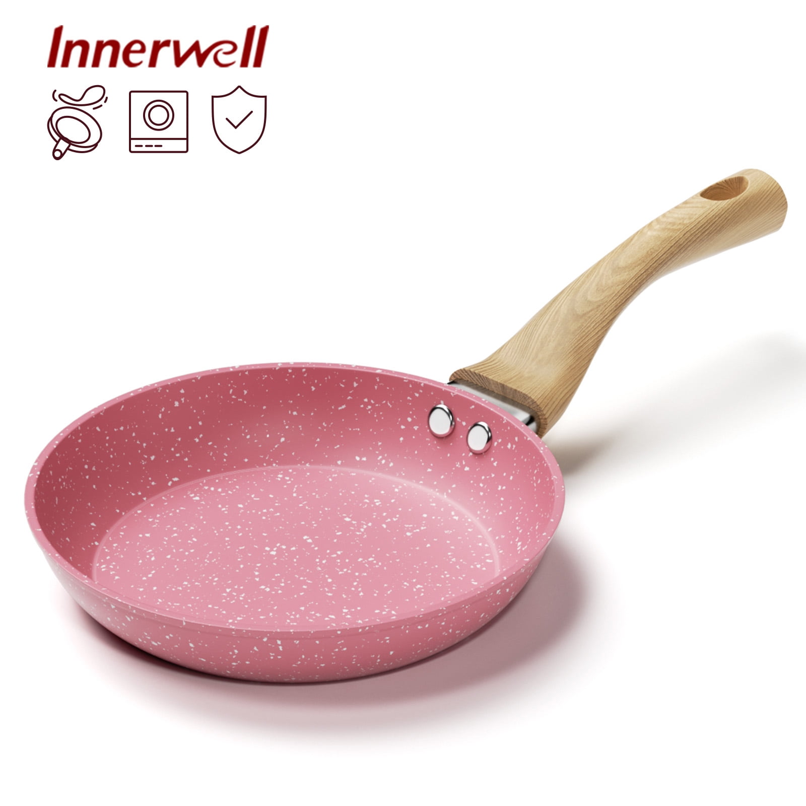 Innerwell 8 Inch Pink Nonstick Granite Frying Pan with Bakelite Handle ...