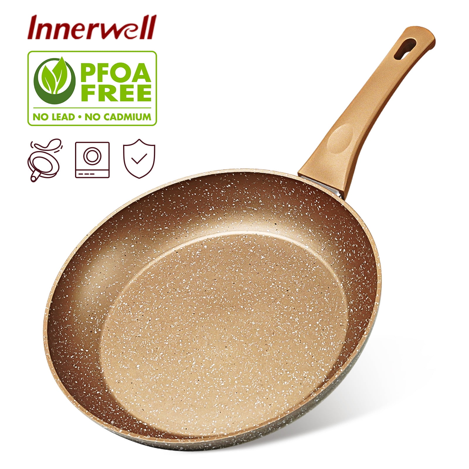 Innerwell 9.5 Inch Gold Nonstick Frying Pan Toxin-Free Skillet Bakelite ...