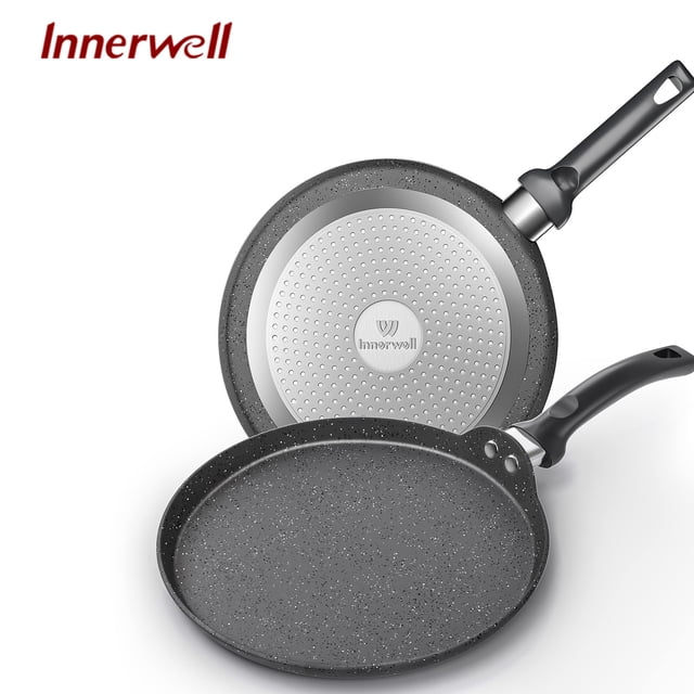 Innerwell Nonstick 11 Inch Crepe Pan Granite Coating Flat Skillet ...