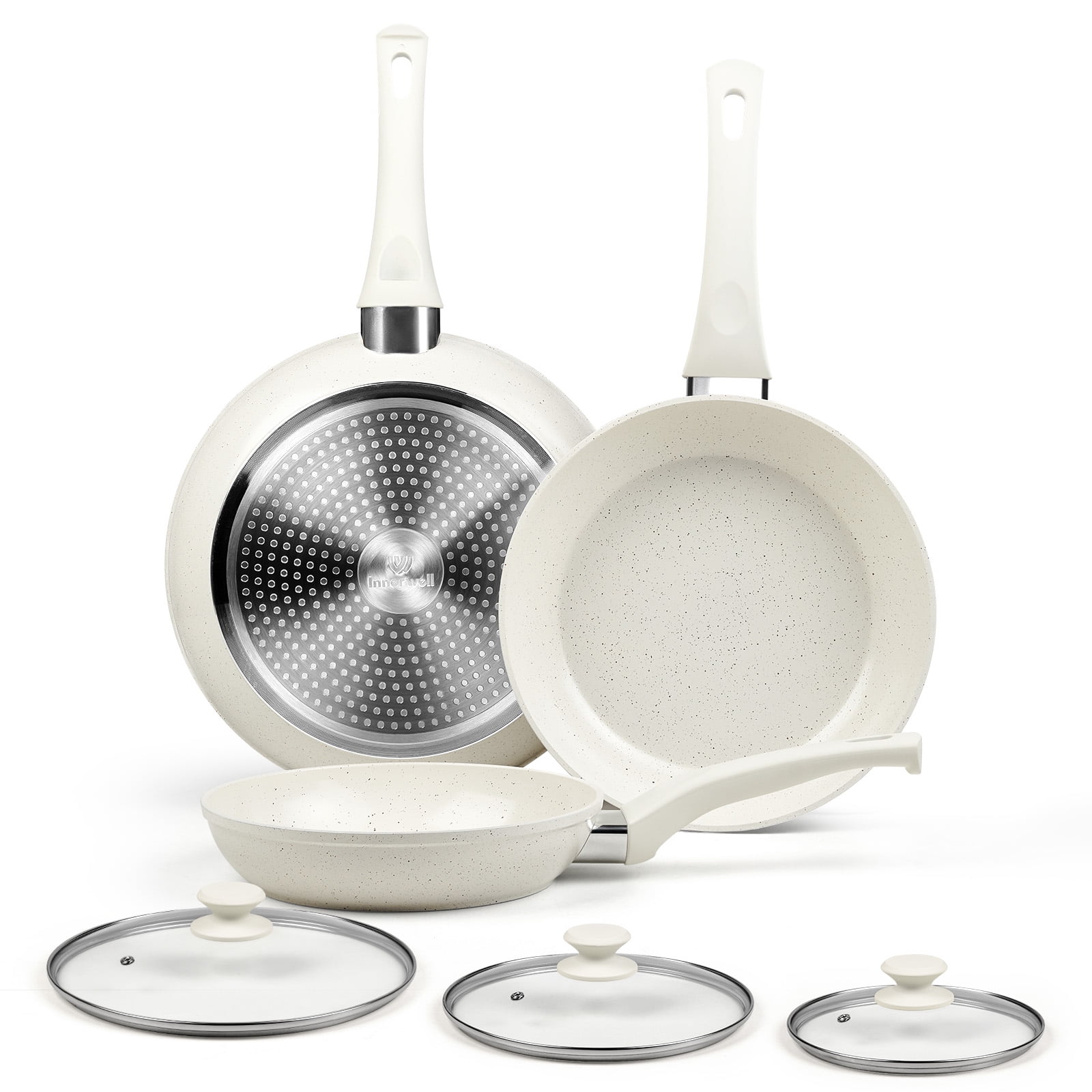 Innerwell Nonstick Frying Pan Toxin-Free Skillet 11 Inch White Bakelite ...