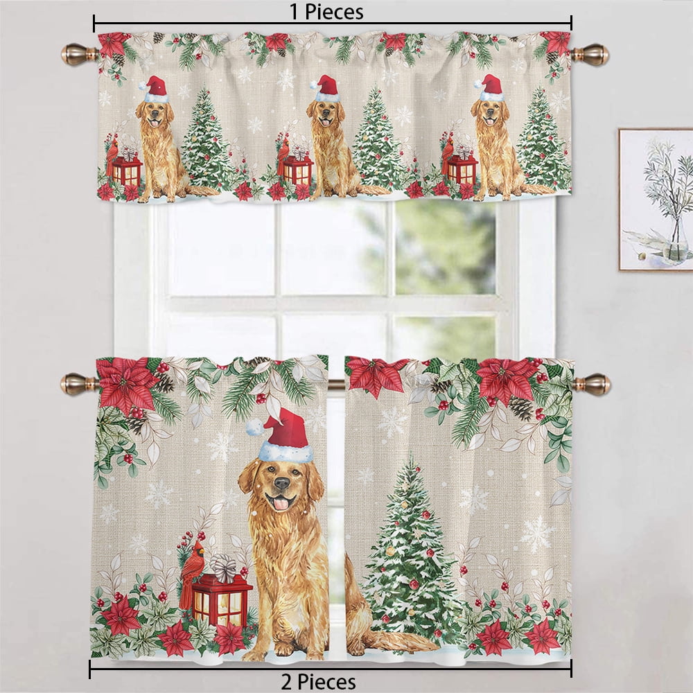 Innerwin Christmas Thermal Insulated Kitchen Valance Cafe Tier Scarf ...