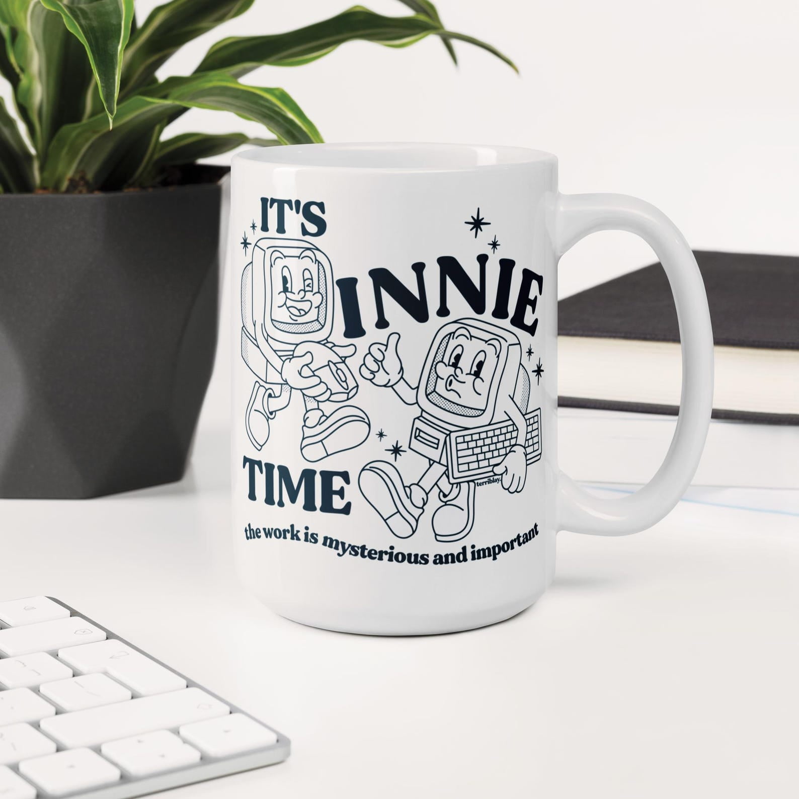 Innie Coffee Mug, Tea Cup, Funny For Work, Mysterious And Important, Retro Computer, Quirky, TV ...