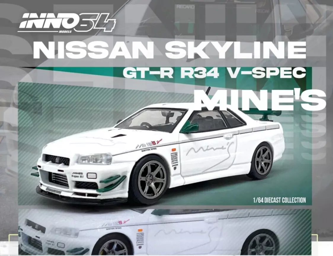 Inno64 1:64 Nissan Skyline GT-R R34 V-Spec N1 Tuned By MINE'S Diecast ...