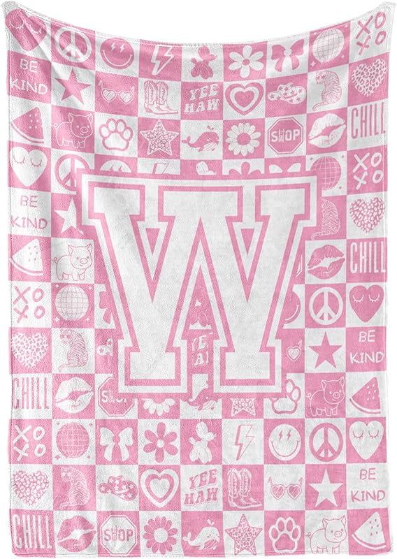 InnoBeta Preppy Throw Blanket, Personalized Initial Throw Blanket, Cute ...