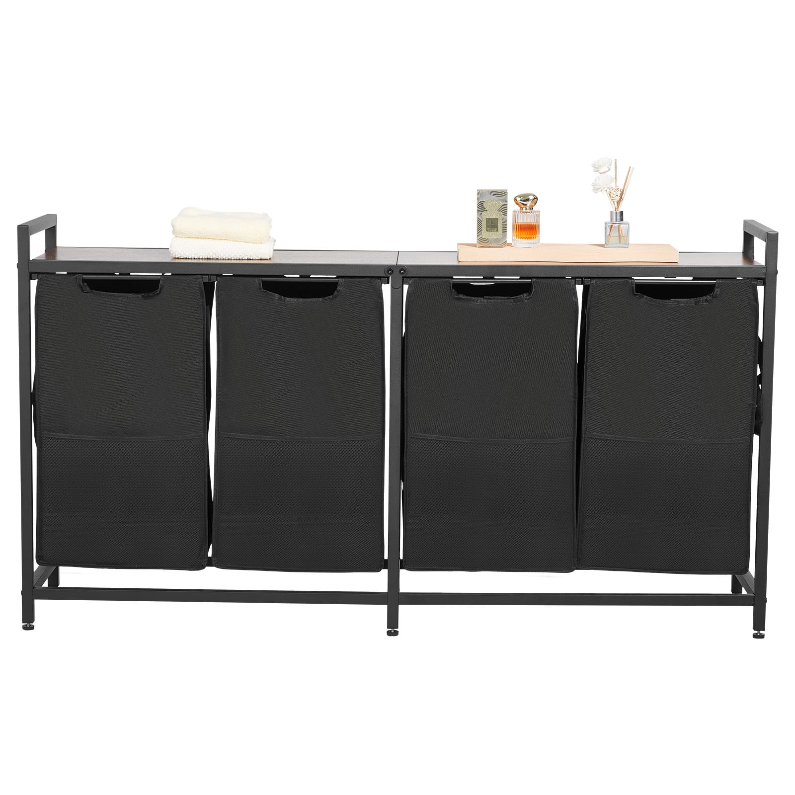 InnoSpring 2/4 Section Laundry Sorter with Pull-Out Bags Metal Frame ...