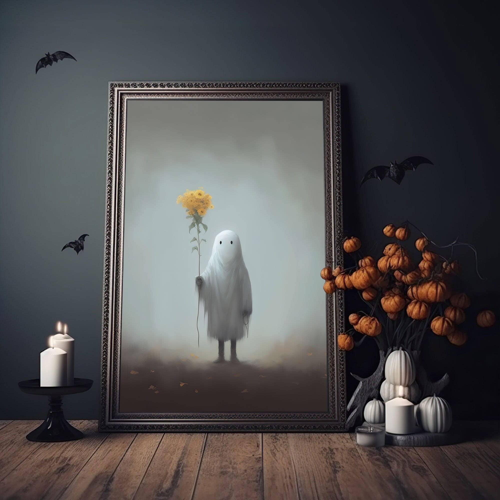 Innocent Ghost Grasping A Blossom Poster, Art Poster Print, Haunting ...