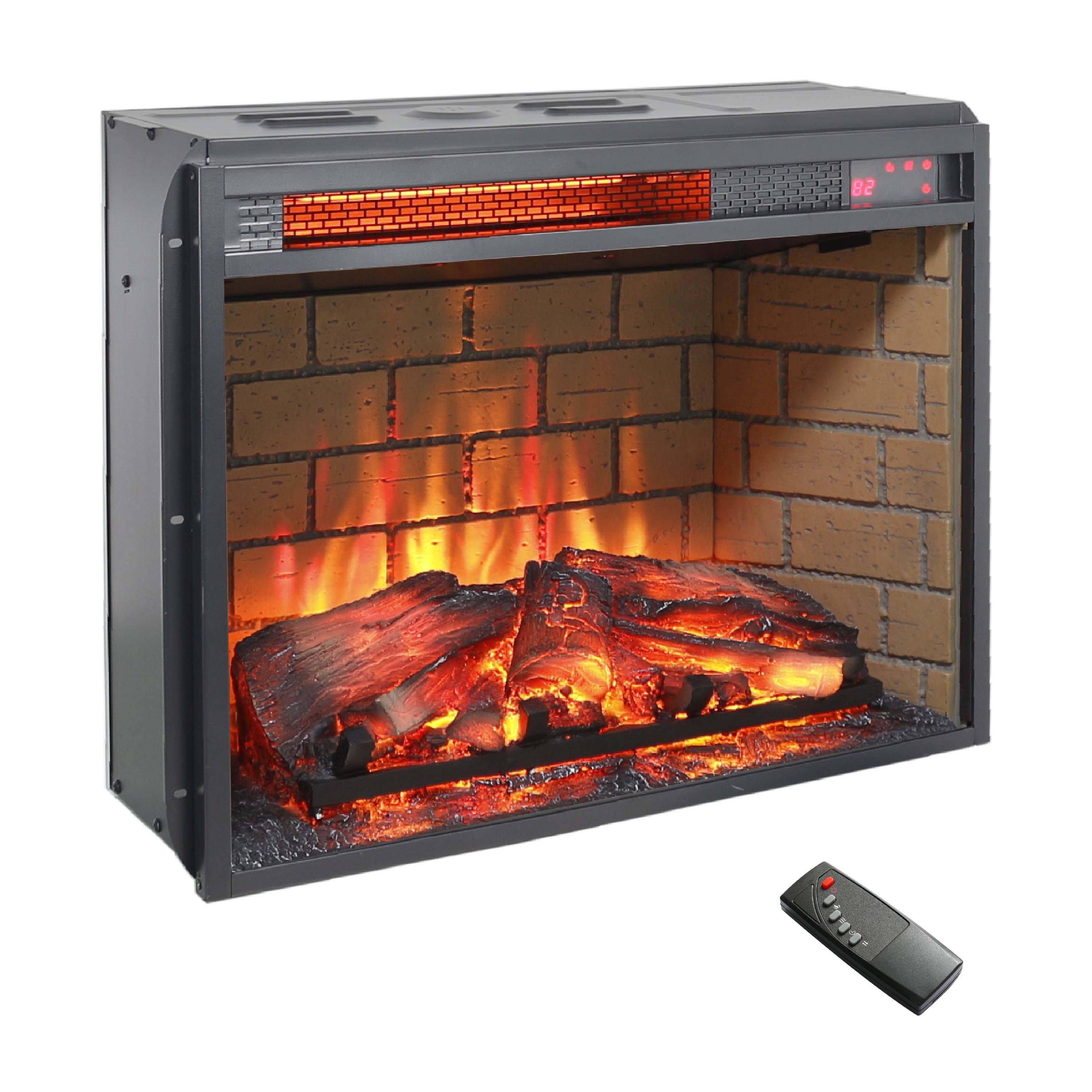 Innoflame 23” Electric Fireplace Insert, Realistic Resin Log, Remote ...