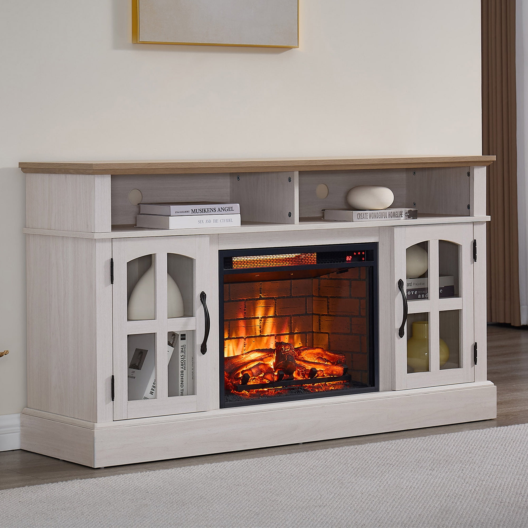 Innoflame Traditional 58" TV Stand with Electric Fireplace - Rustic ...