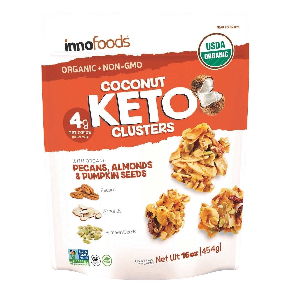 Innofoods Organic Coconut Keto Clusters, 16 Ounce Crunch Gluten-Free ...