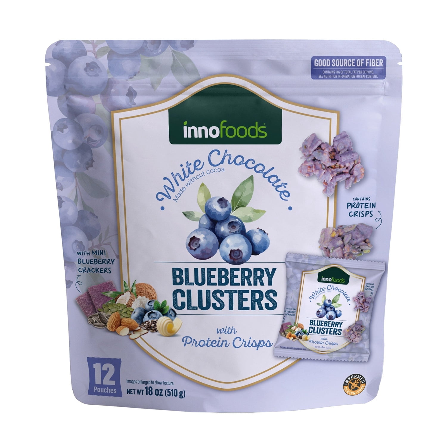 Innofoods White Chocolate Blueberry Clusters, 1.5 Ounce (Pack of 12 ...