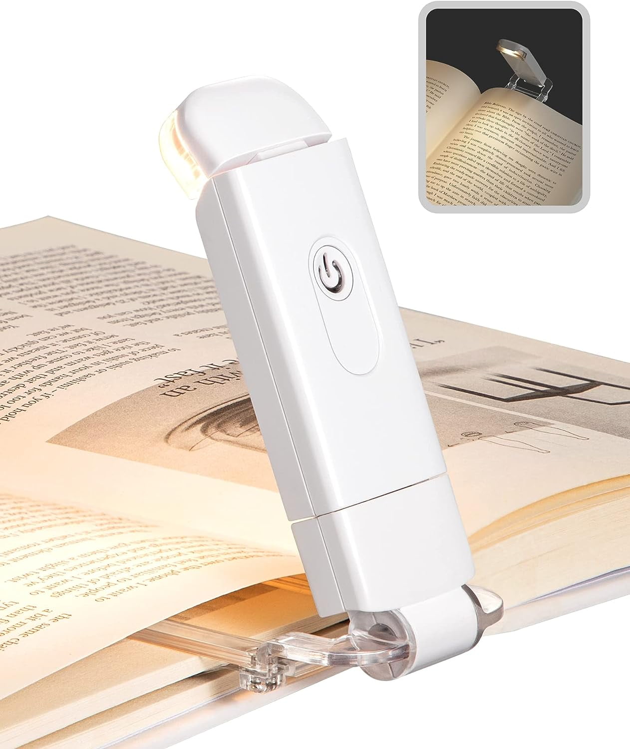 Innotech USB Rechargeable Book Light, Warm White, Adjustable Brightness ...