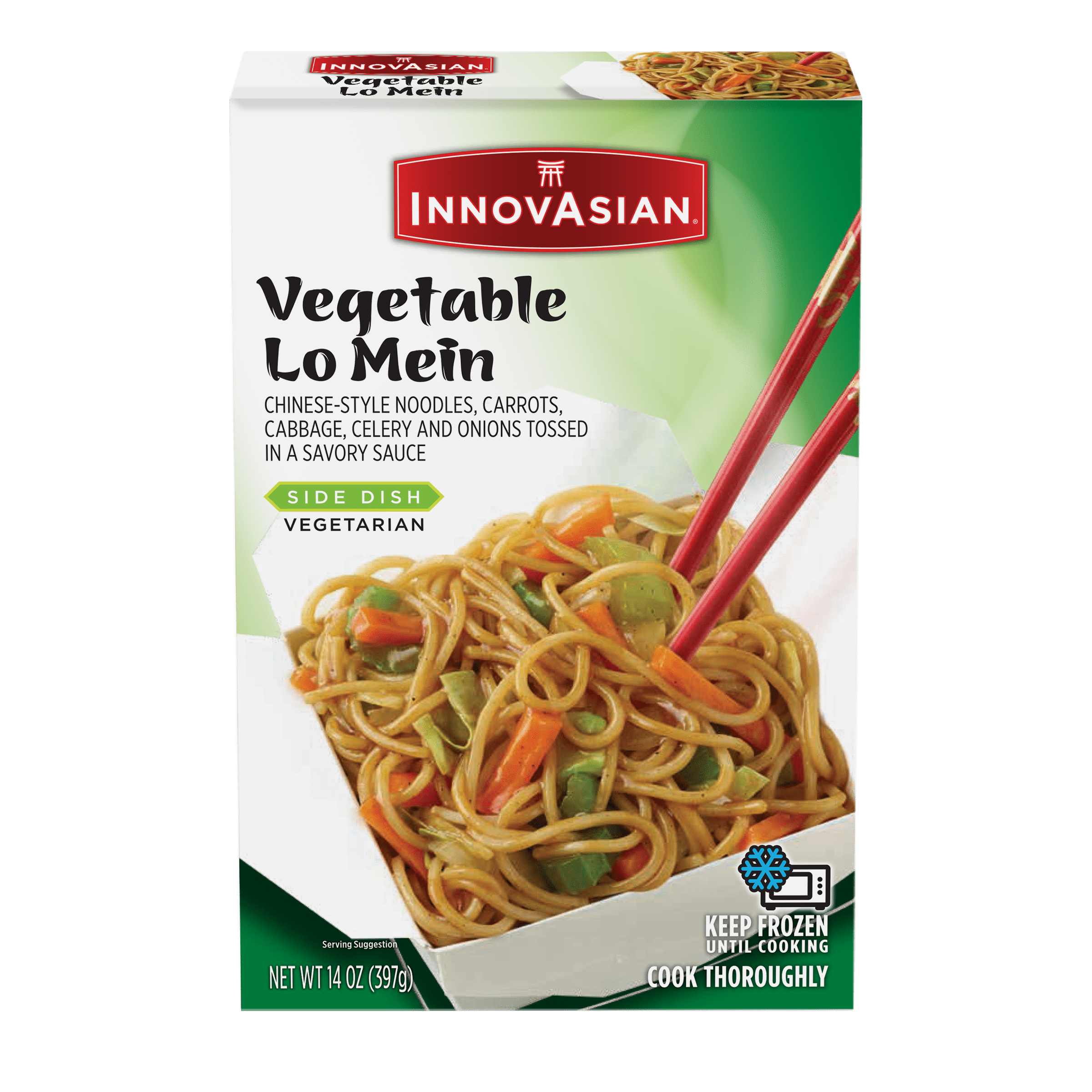 InnovAsian Vegetable Lo Mein 14 oz Frozen Asian Noodle Stir-Fry with ...