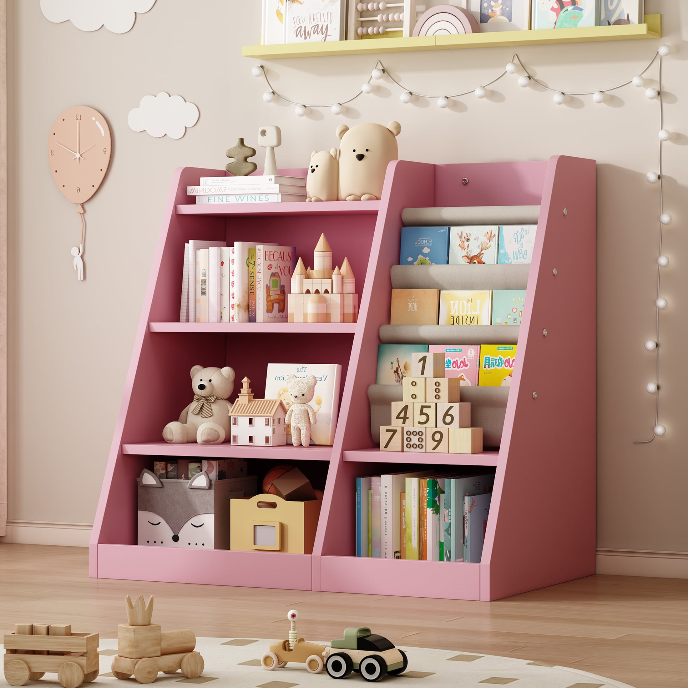Innovation Works Kids Wooden Bookshelf,Toy Storage Organizer,Children ...