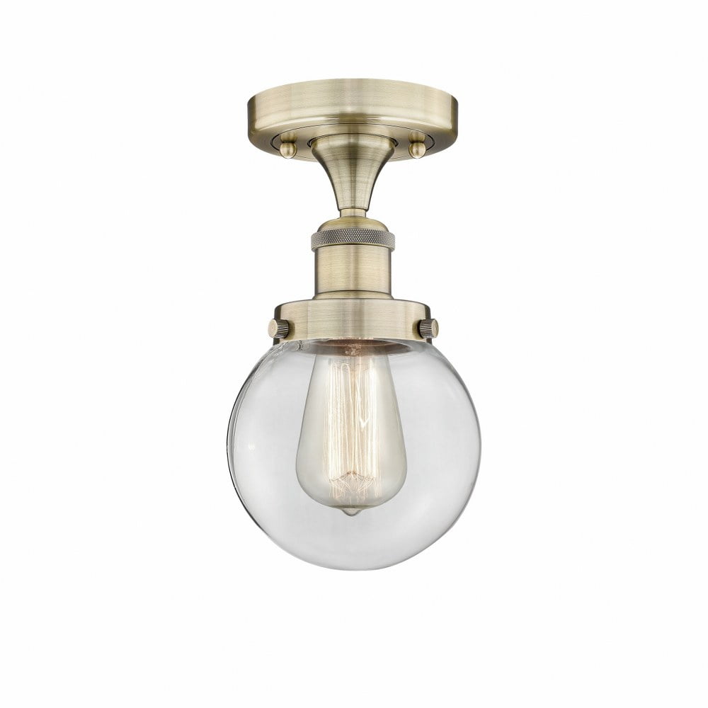 Innovations Lighting Beacon - 1 Light 6" Semi-Flush Mount Antique Brass ...