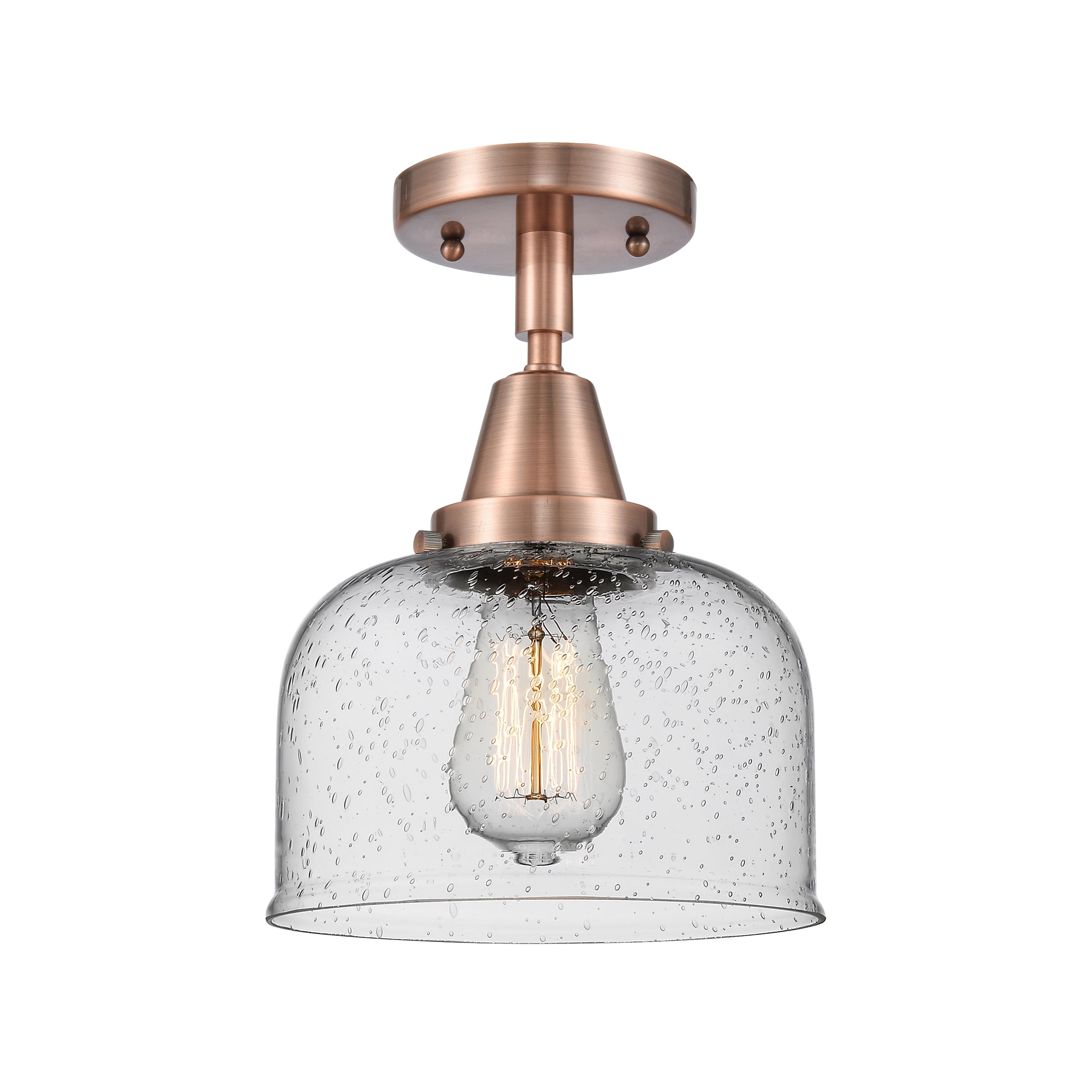 Innovations Lighting Caden Bell - 1 Light 8" Flush Mount Antique Copper ...