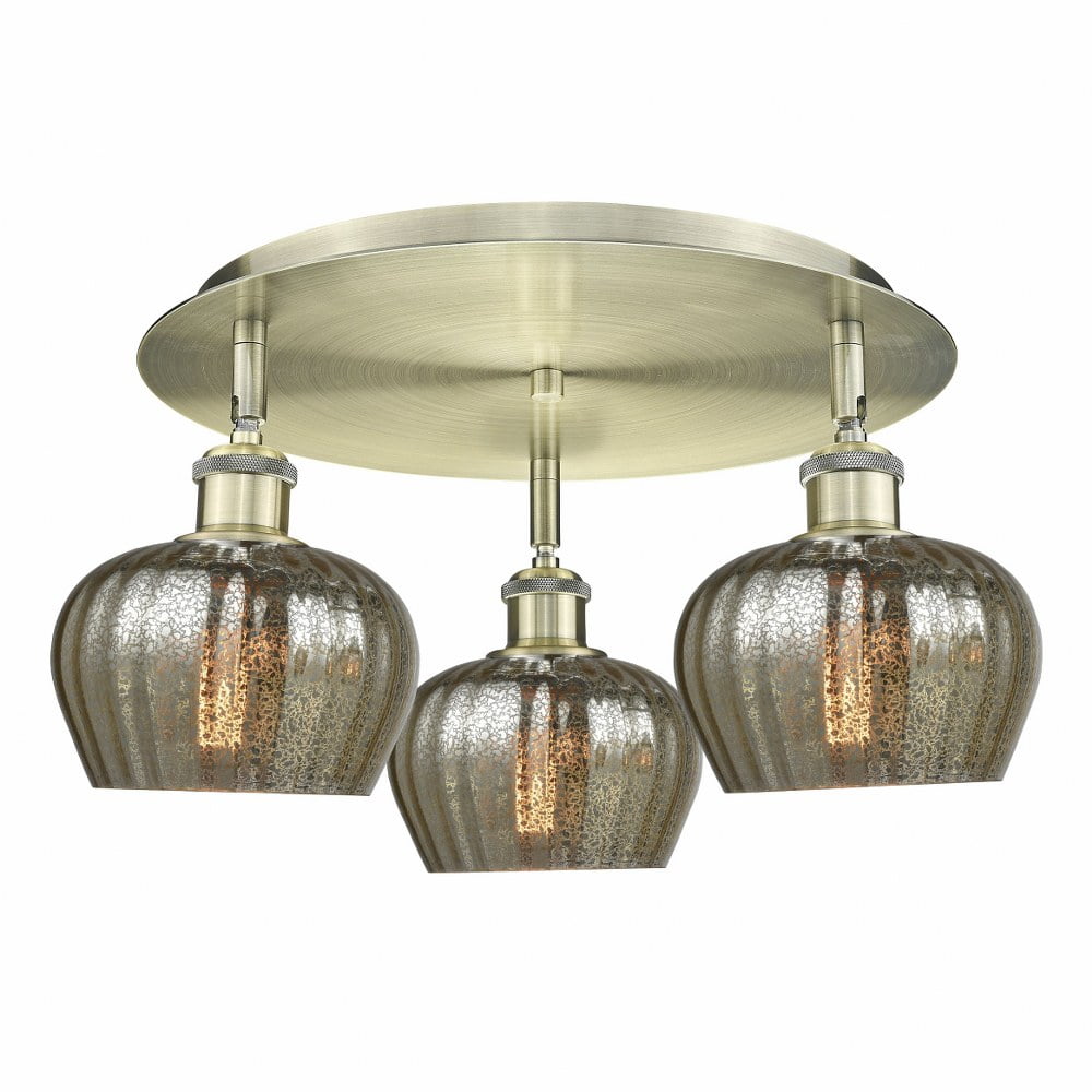 Innovations Lighting Fenton - 3 Light 18" Flush Mount Antique Brass ...