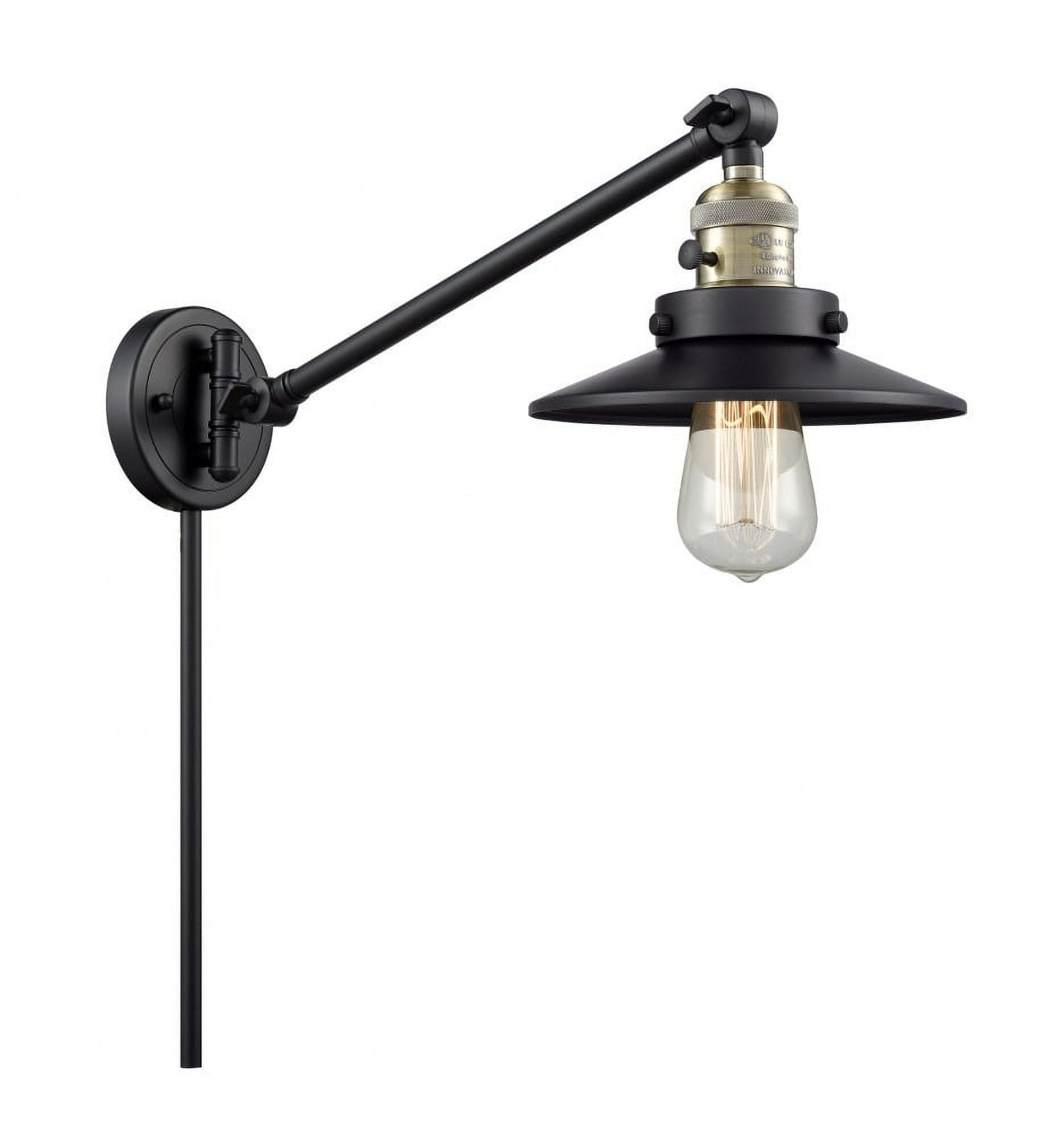 237-BAB-M6-BK-Innovations Lighting-Railroad - 1 Light Swing Arm Wall ...