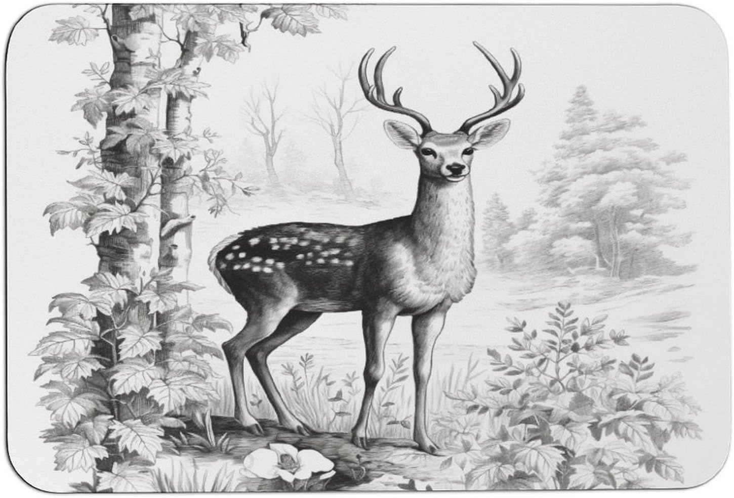 Innovative Bathroom Rug Mat Elegant Vintage Black White Toile Deer Bath ...