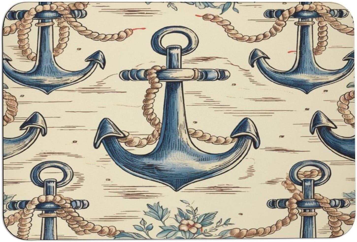 Innovative Bathroom Rug Mat Vintage Nautical Anchor Rope Boat Bath Mat ...