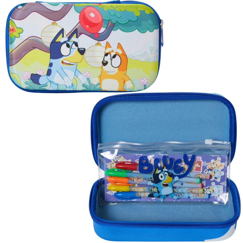 Innovative Designs Bluey Pencil Case Set with Stickers and Gel Pens for ...
