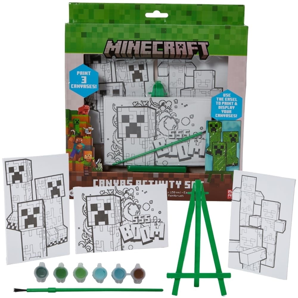 Innovative Designs Minecraft Canvas Paint Set for Kids with 3 Canvases ...