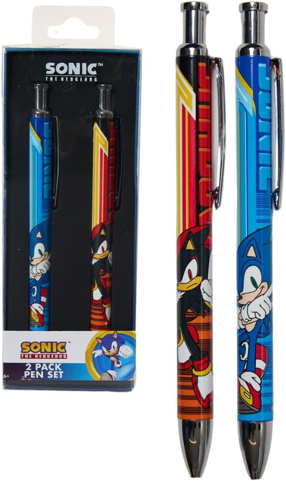 Innovative Designs Sonic the Hedgehog Pens, 2 Pack Sonic Pen Set, Cute ...