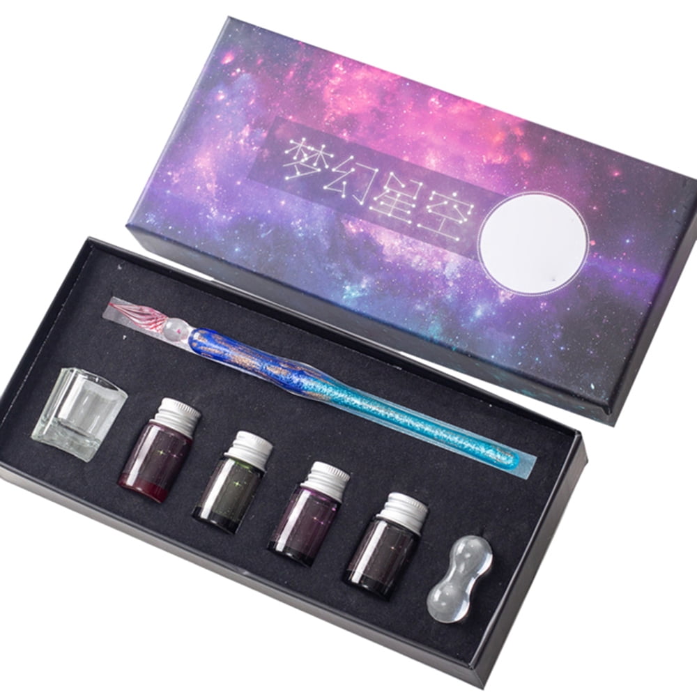 Innovative Handmade Crystal Glass Dip Pen Calligraphy Fountain Gift Set ...