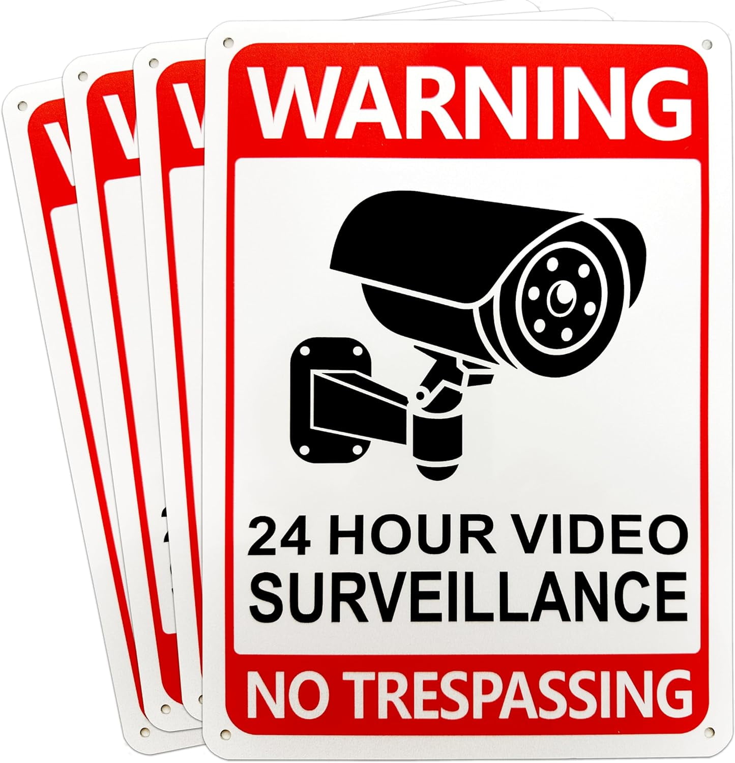 Innovative Haus 4-Pack 24 Hour Video Surveillance Signs. No Trespassing ...