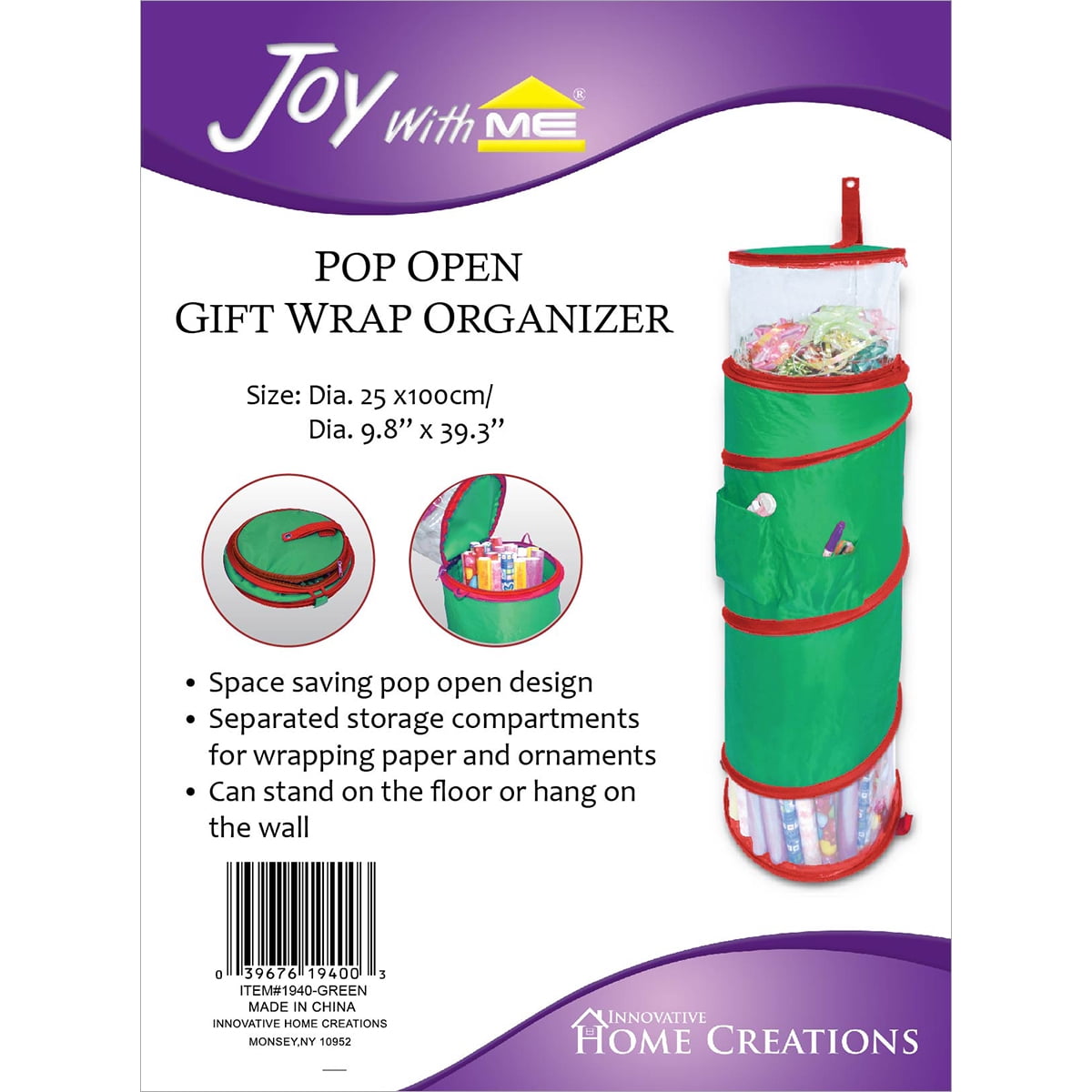 Innovative Home Creations Pop Open Gift Wrap Organizer-39.3"X9.8 ...