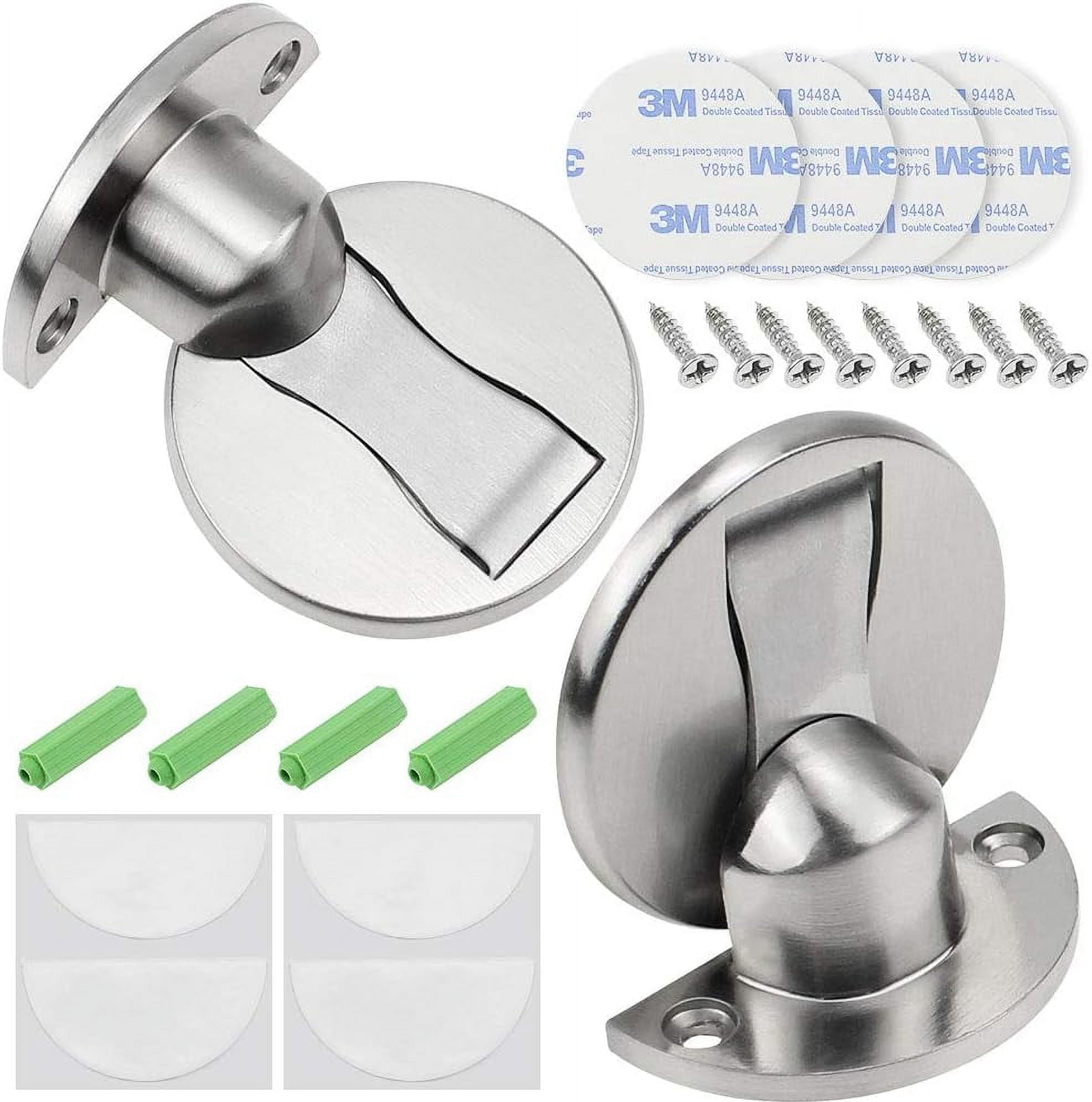 Stainless Steel Door Catch, Magnetic Invisible Stopper, Brushed Silver ...