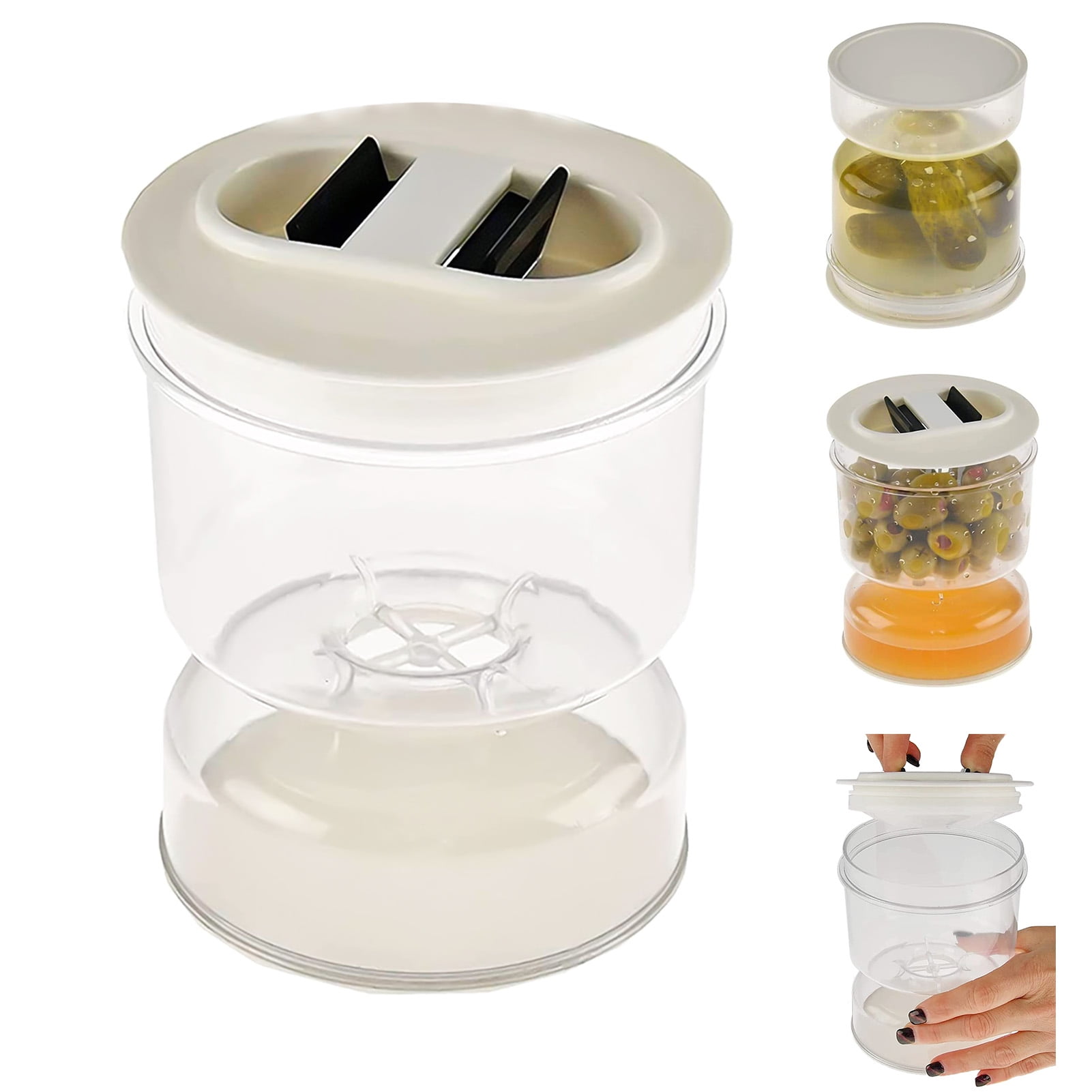 Innovative Pickle Olive Hourglass Jar Storage Tanks with Strainer Flip ...